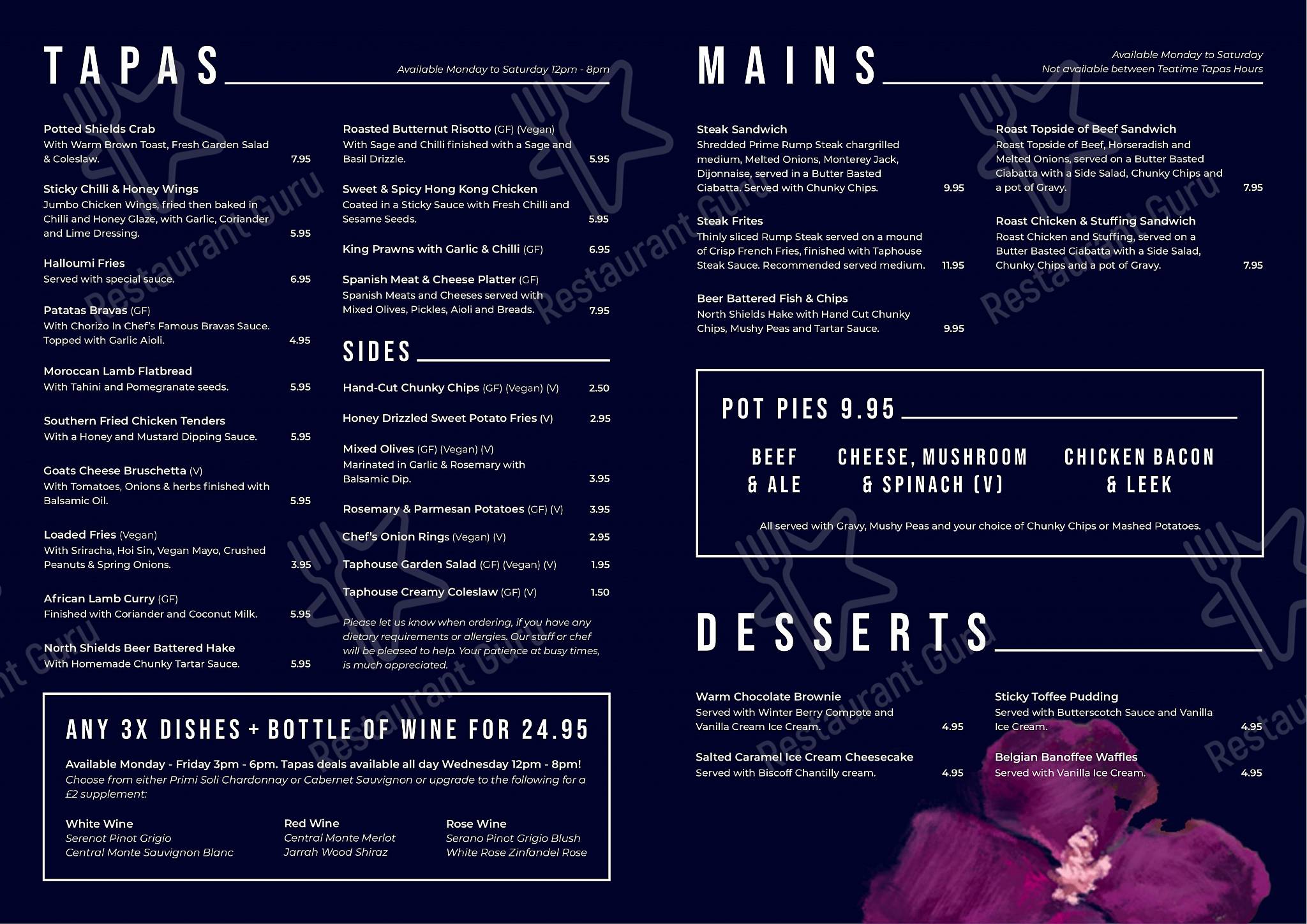 Menu at The Murphy pub & bar, North Shields