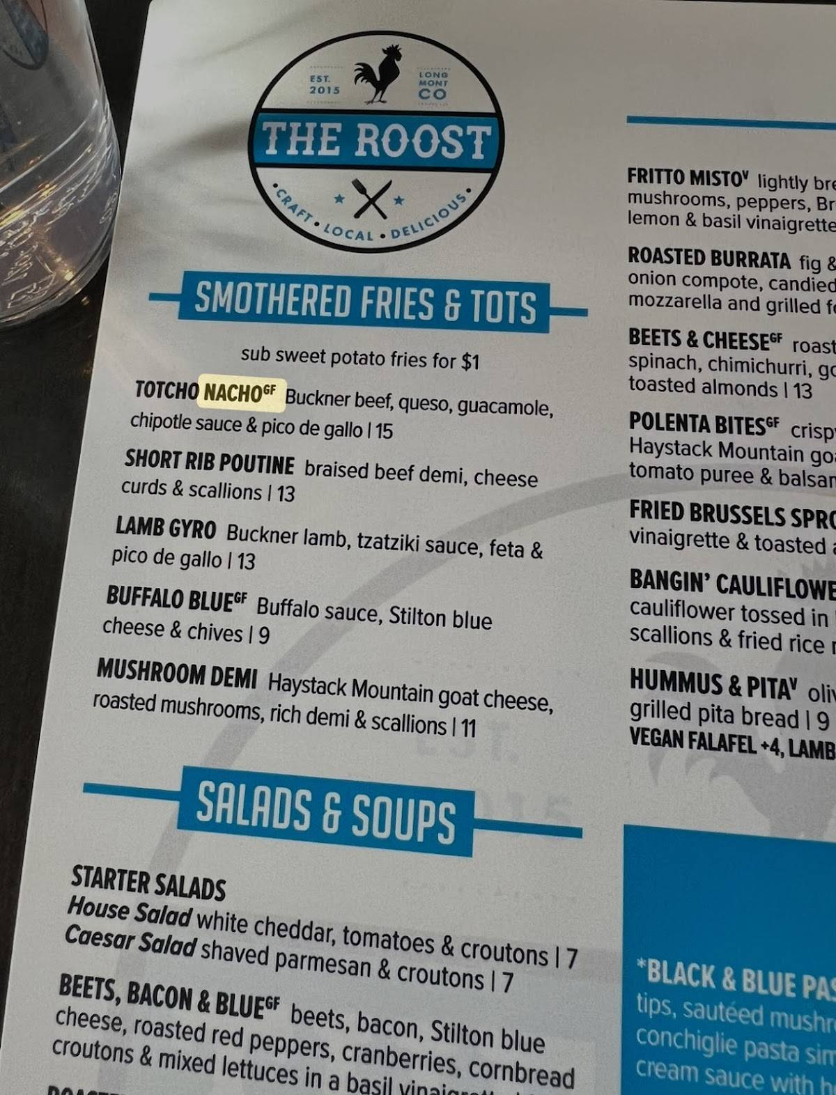 Menu at The Roost pub & bar, Longmont