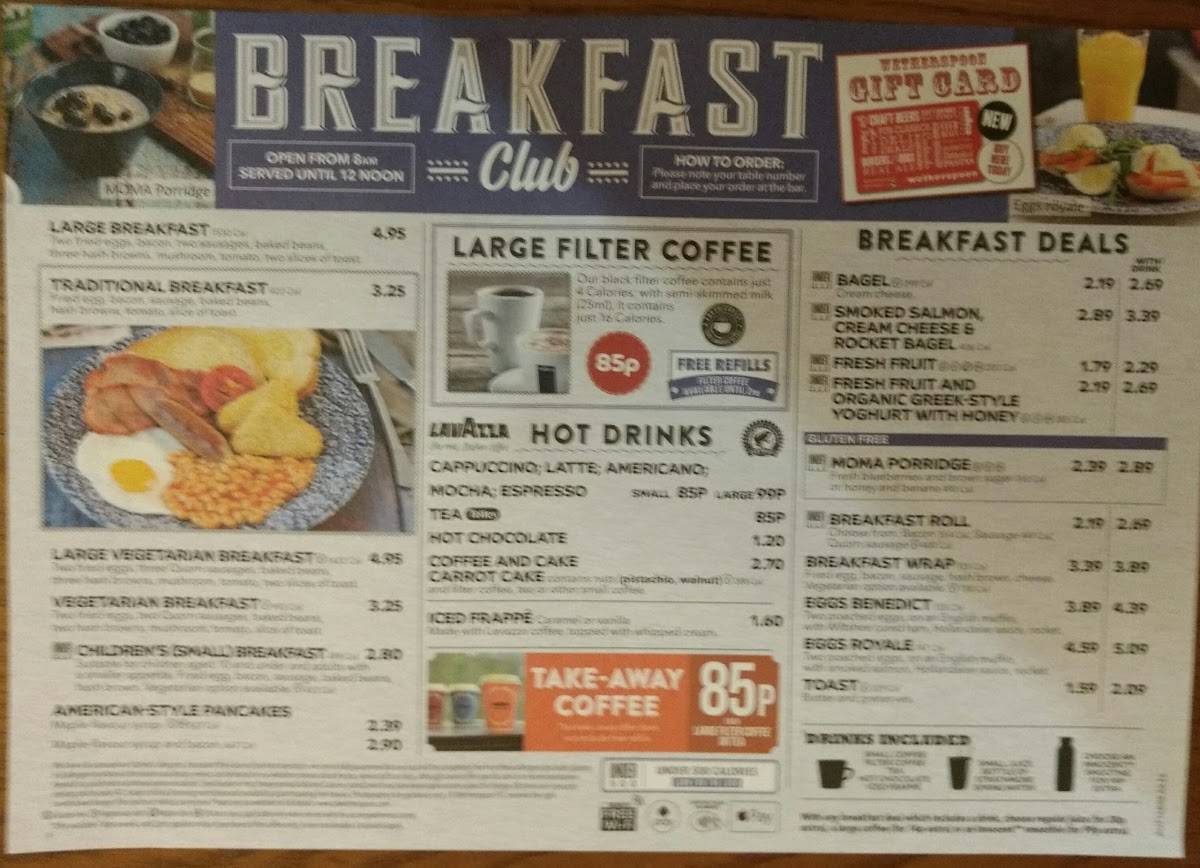 Menu at The Six Chimneys - JD Wetherspoon pub & bar, Wakefield