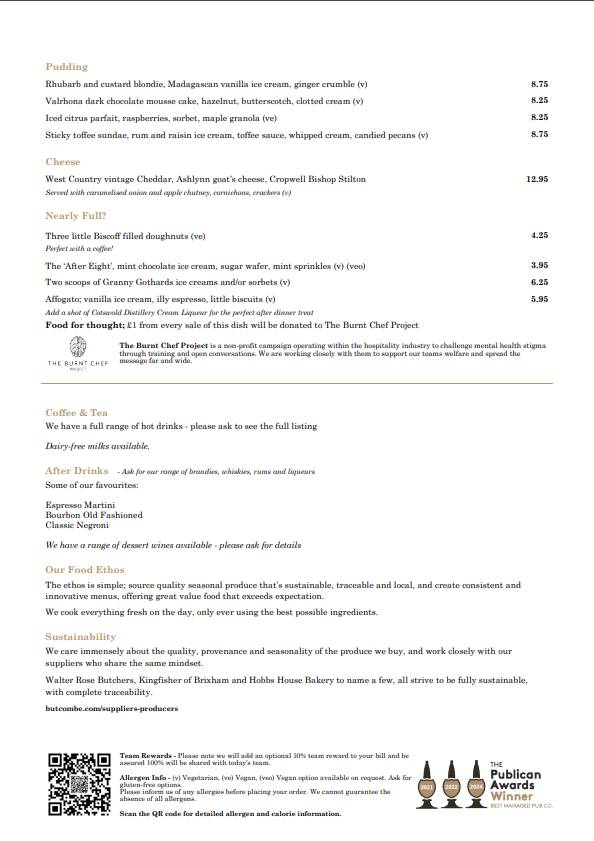 Menu at The Swan Inn, Rowberrow pub & bar, Winscombe, Rowberrow Ln
