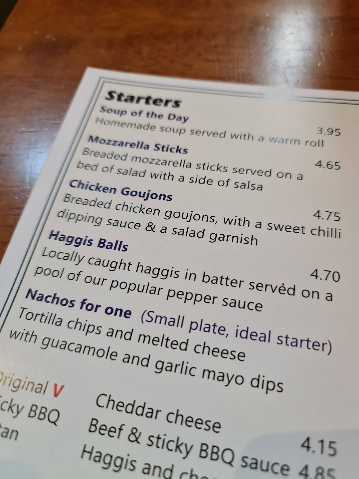 Menu at The Waggon pub & bar, Kelso