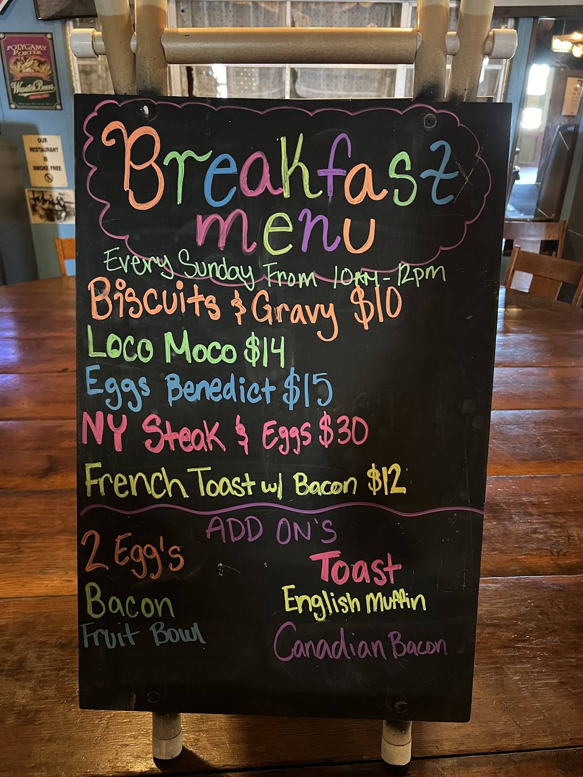 Menu at The Warehouse Cafe, Port Costa