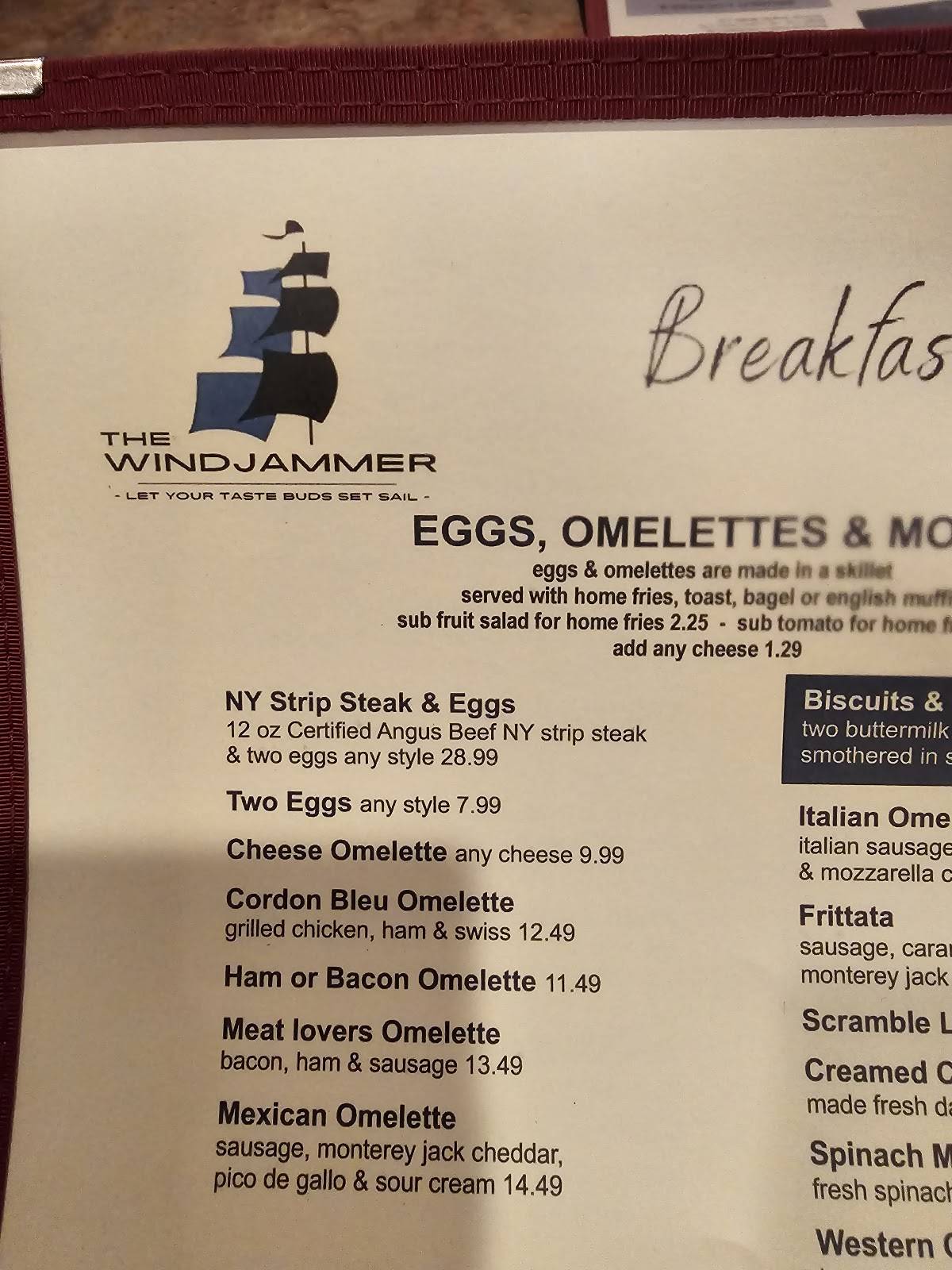 Menu at The Windjammer Café Bar Grille, Somers Point