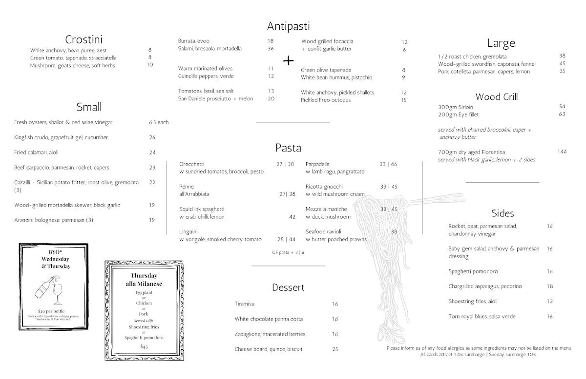 Carta del pub y bar Tucci, Applecross