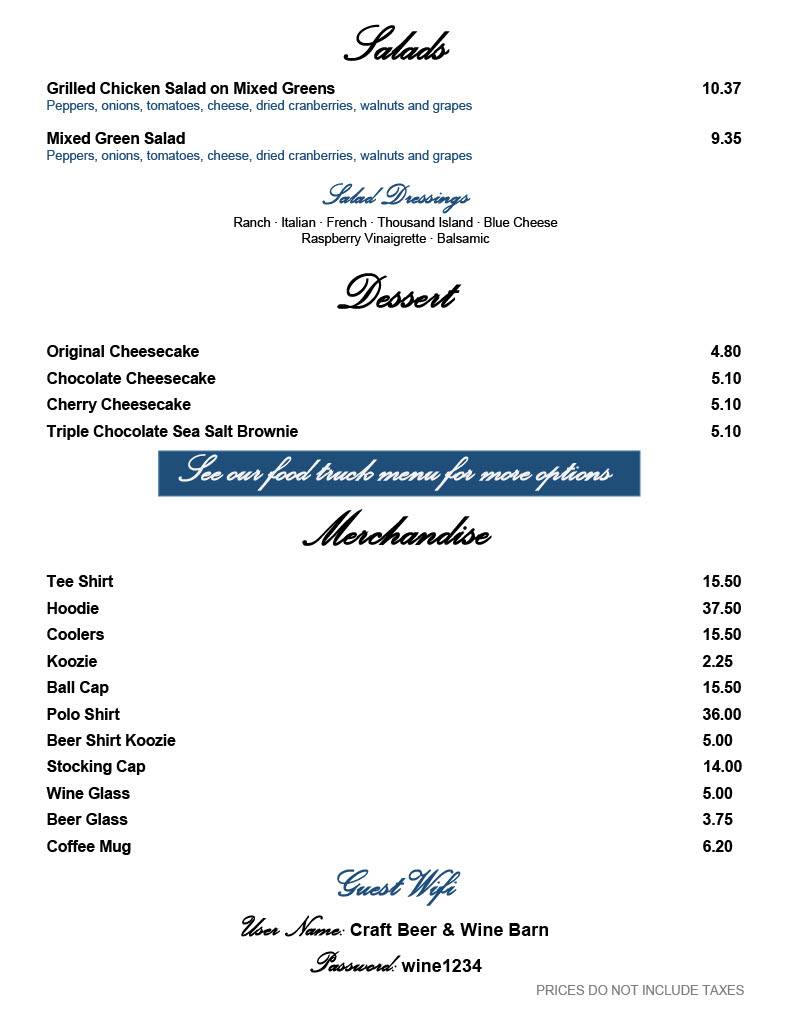 Menu at Wakeman Elevator Craft Beer & Wine Barn, Wakeman