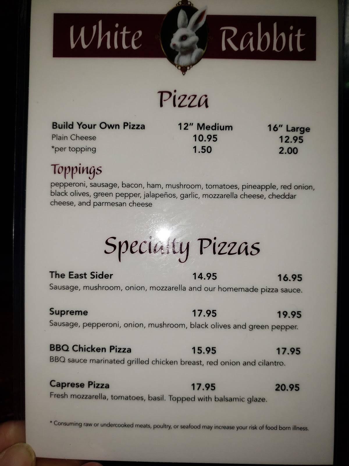 Menu at White Rabbit Bar and Grill, Mequon
