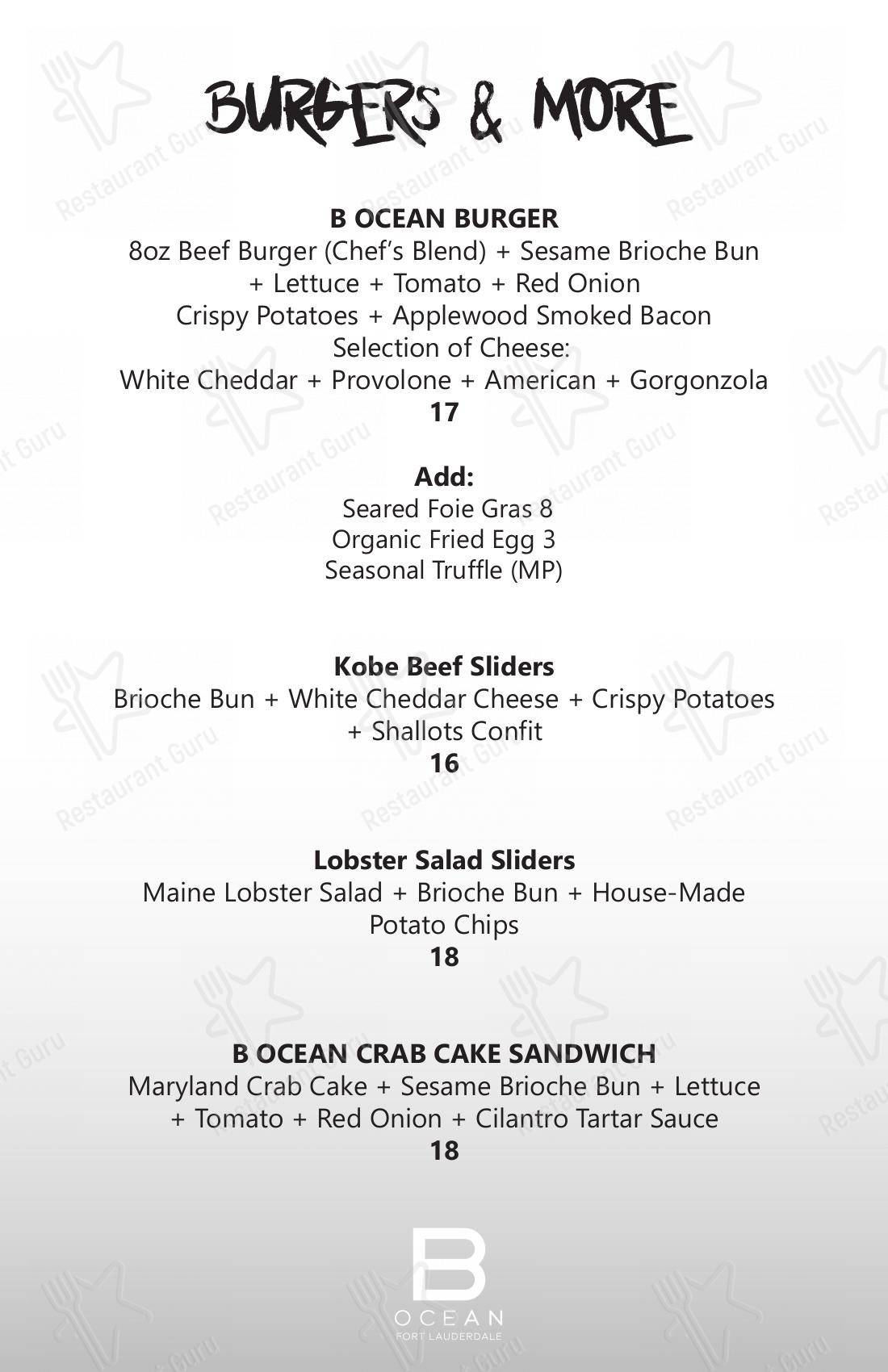 Menu at The Wreck Bar, Fort Lauderdale