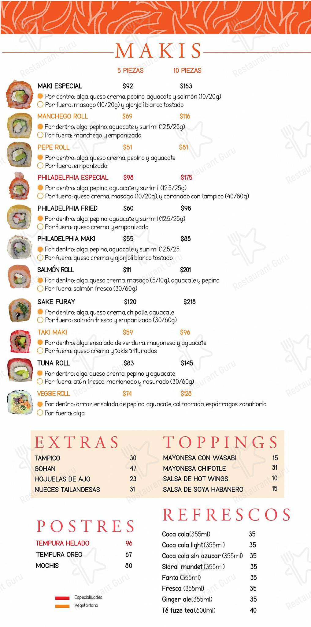 Carta del restaurante Shirushi Plaza Norte, Heroica Puebla del Zaragoza ...