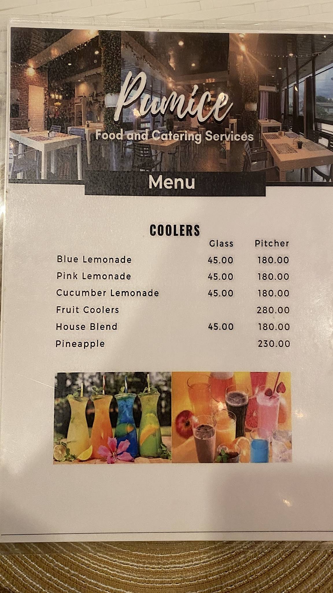 Menu at Pumice Restobar (Food and Catering Services), Iligan City