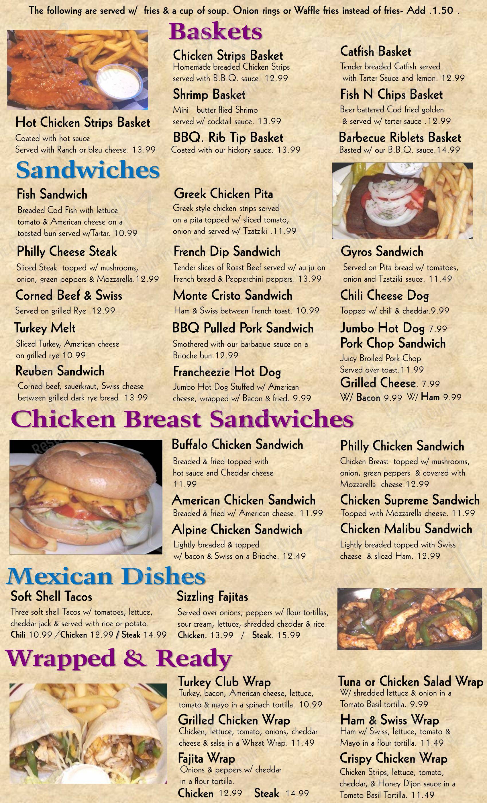 Menu at Purple Steer Restaurant, Highland, Indianapolis Blvd