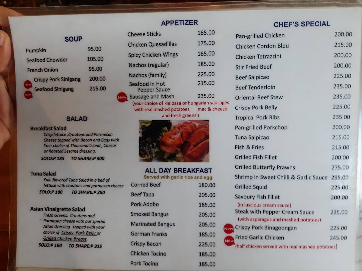 Menu at Qizia Cafe, Marikina, Katipunan Extension