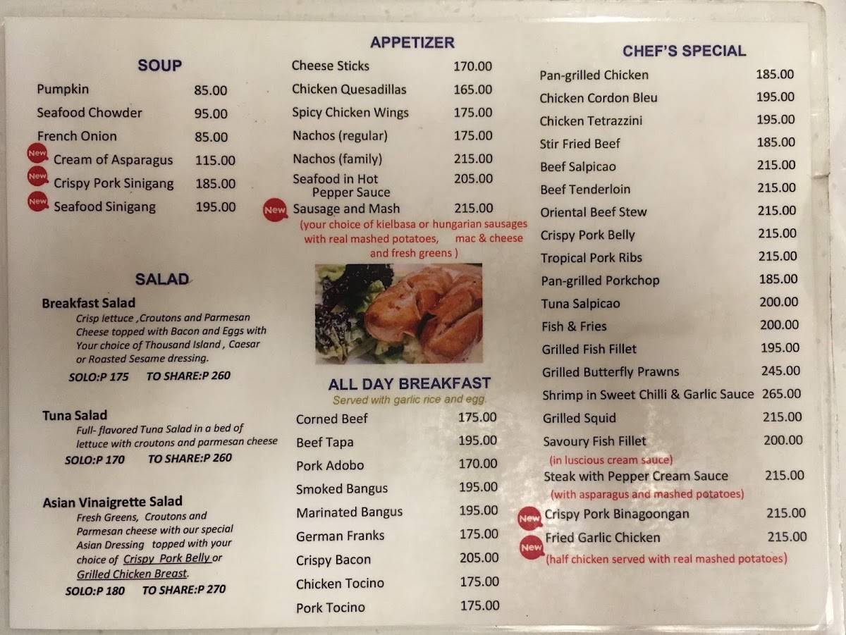 Menu at Qizia Cafe, Marikina, Katipunan Extension