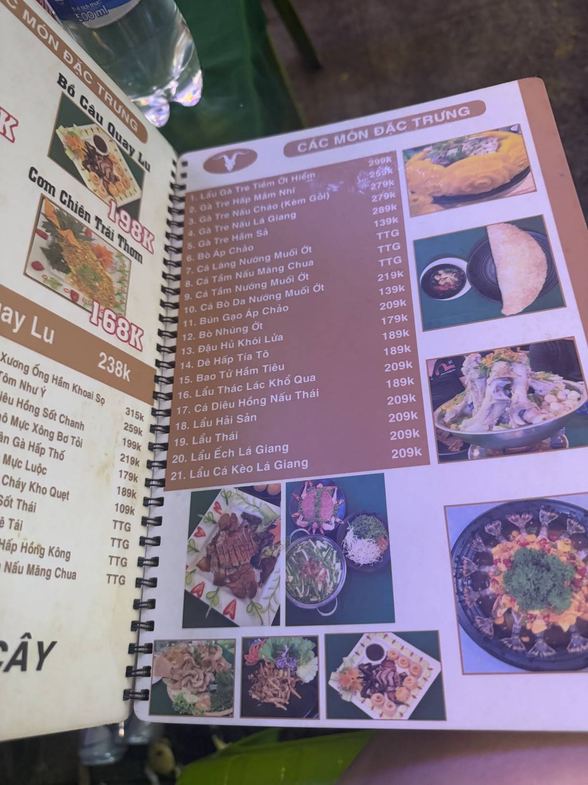 Menu at Quán Cây Gòn restaurant, Ho Chi Minh City, 315 Đ. Kênh Tân Hóa