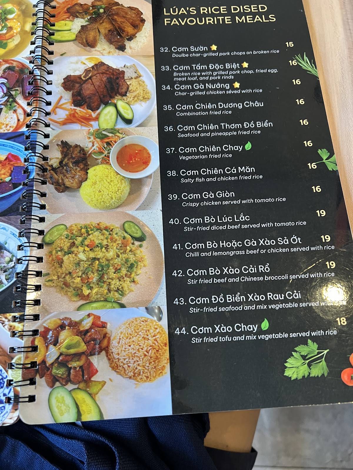 Menu at Quan Lua restaurant, Springvale