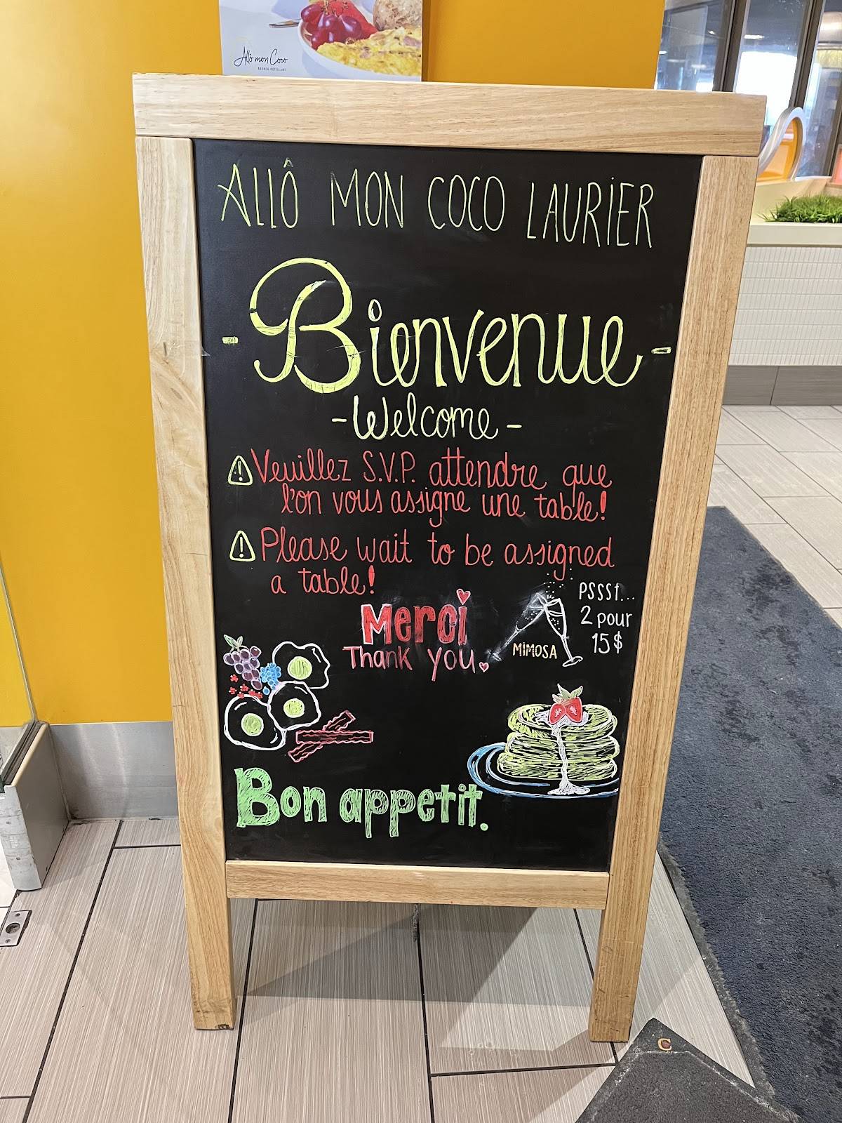 Menu au Allô mon Coco Place Laurier restaurant, Québec