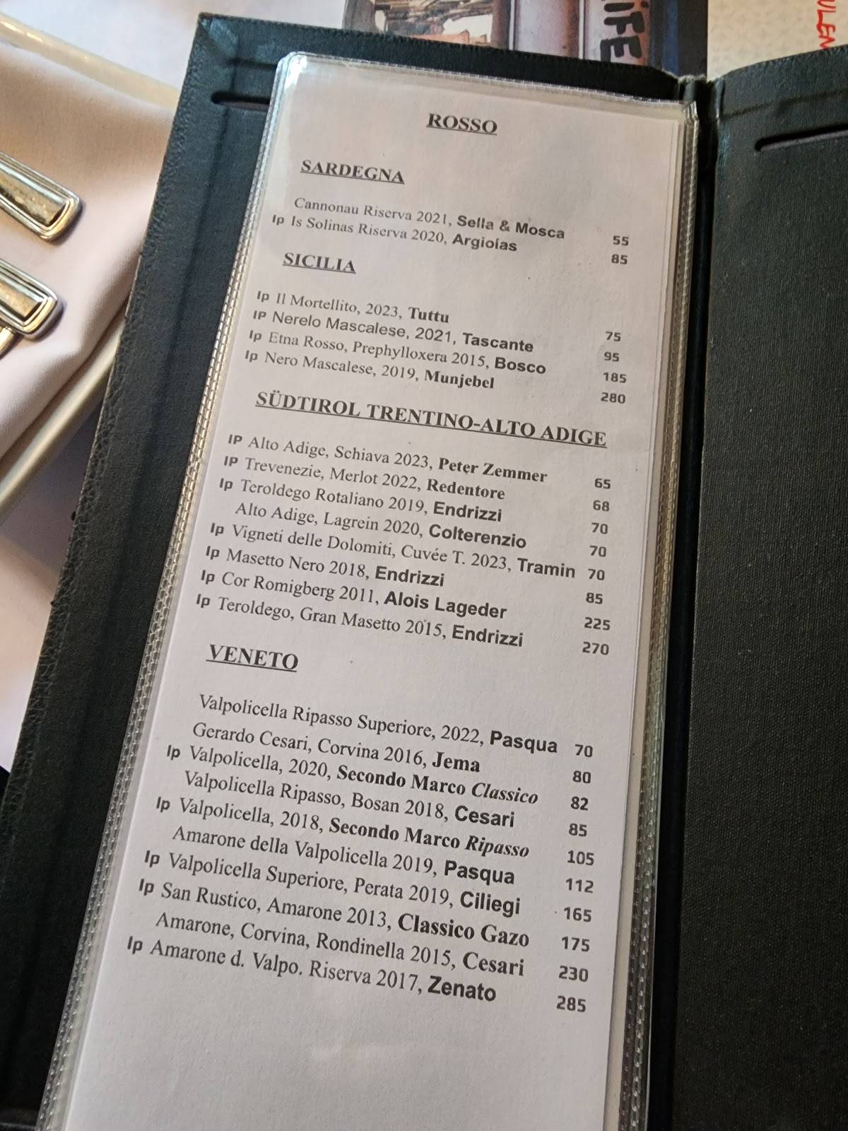 Menu au Il Matto restaurant, Québec, 71 Rue Saint-Pierre