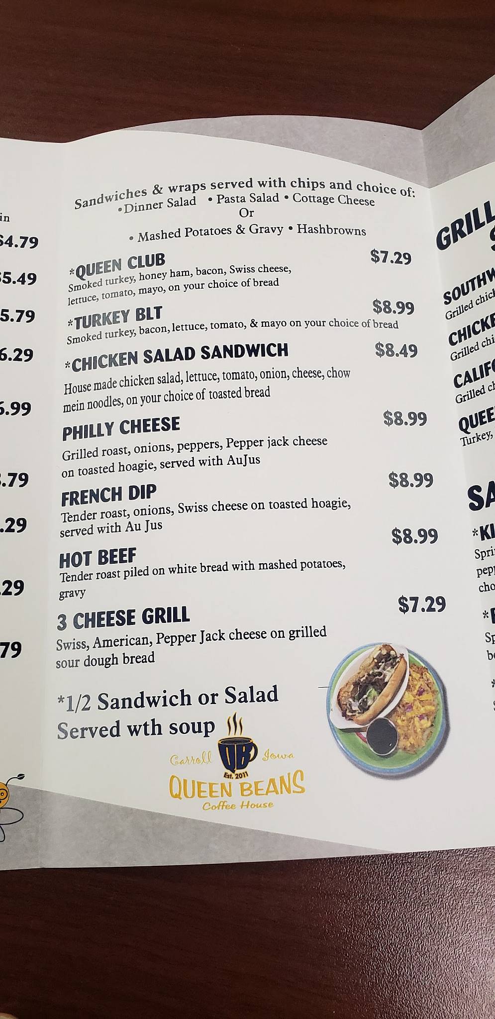Menu at Queen Beans Coffeehouse cafe, Carroll