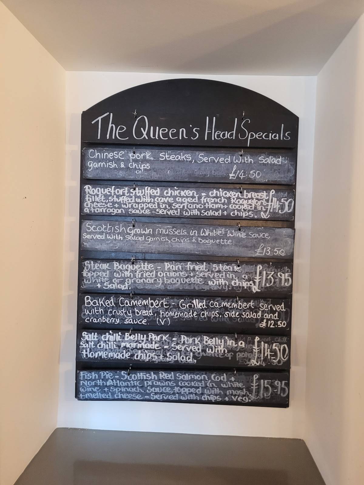 Menu at Queens Head pub & bar, Nottingham, Queens Head