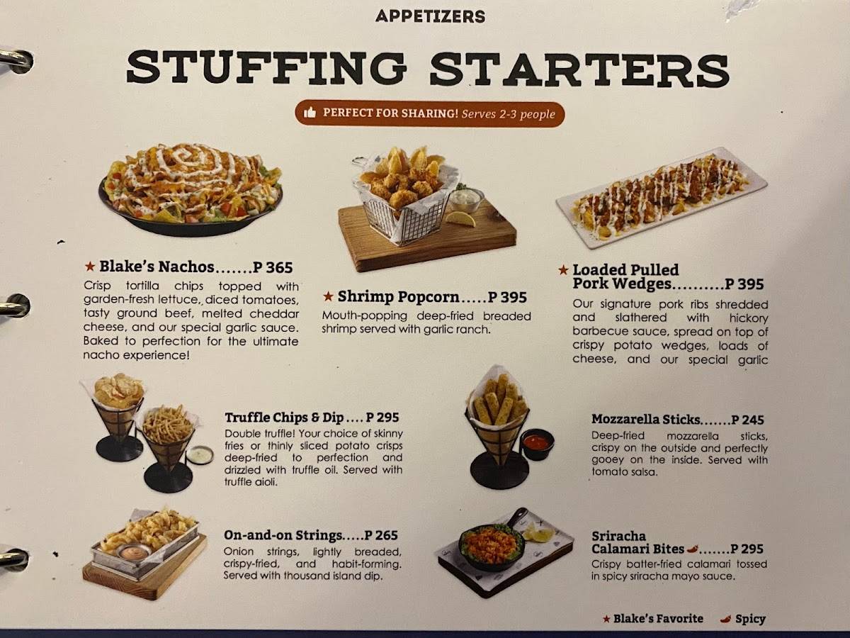 Carta del restaurante Blake's Wings & Steaks - Ayala Malls TriNoma ...