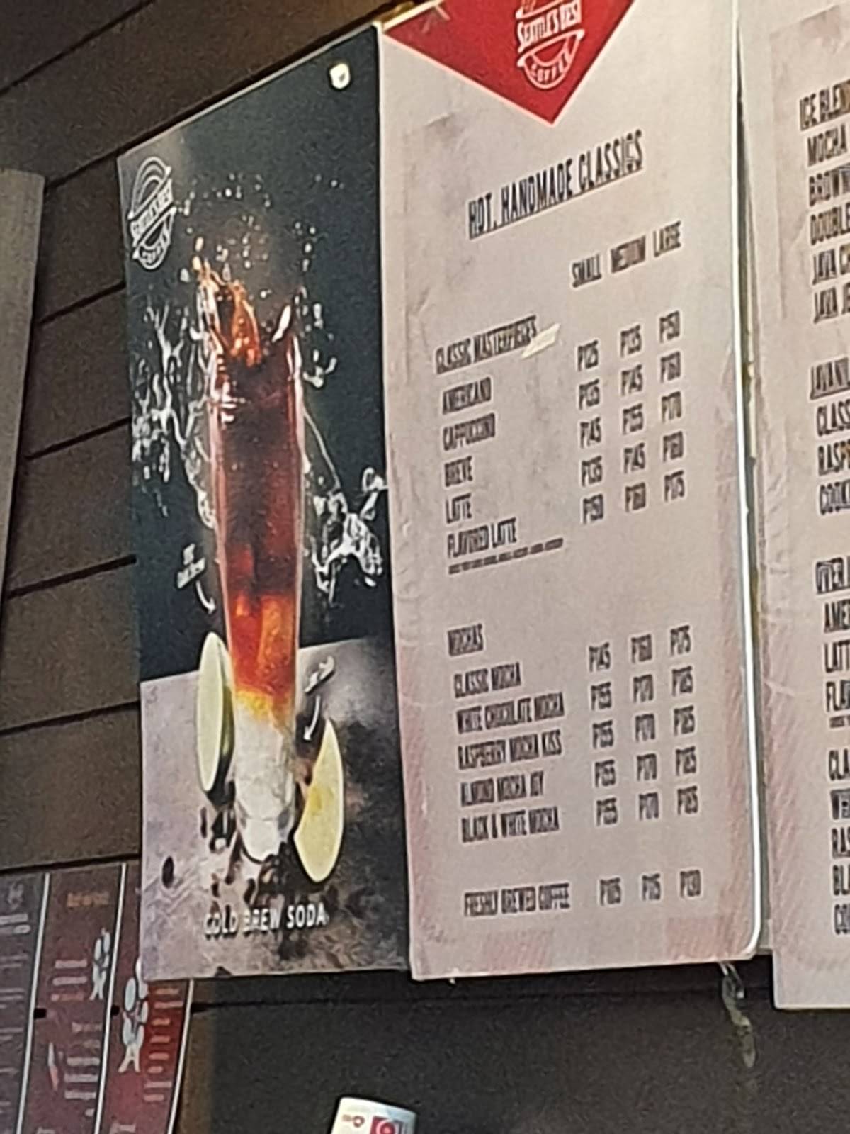 Menu at Seattle's Best Coffee cafe, Quezon City, Matalino St