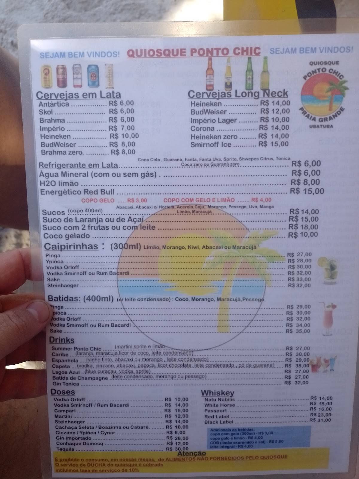 Menu em Quiosque Ponto Chic restaurante, Ubatuba