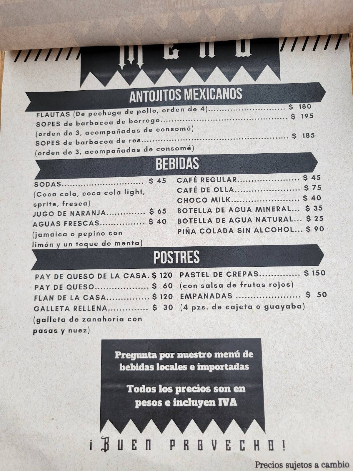 Menu at RANCHO 21 Restaurant, Mexico, Unnamed Road