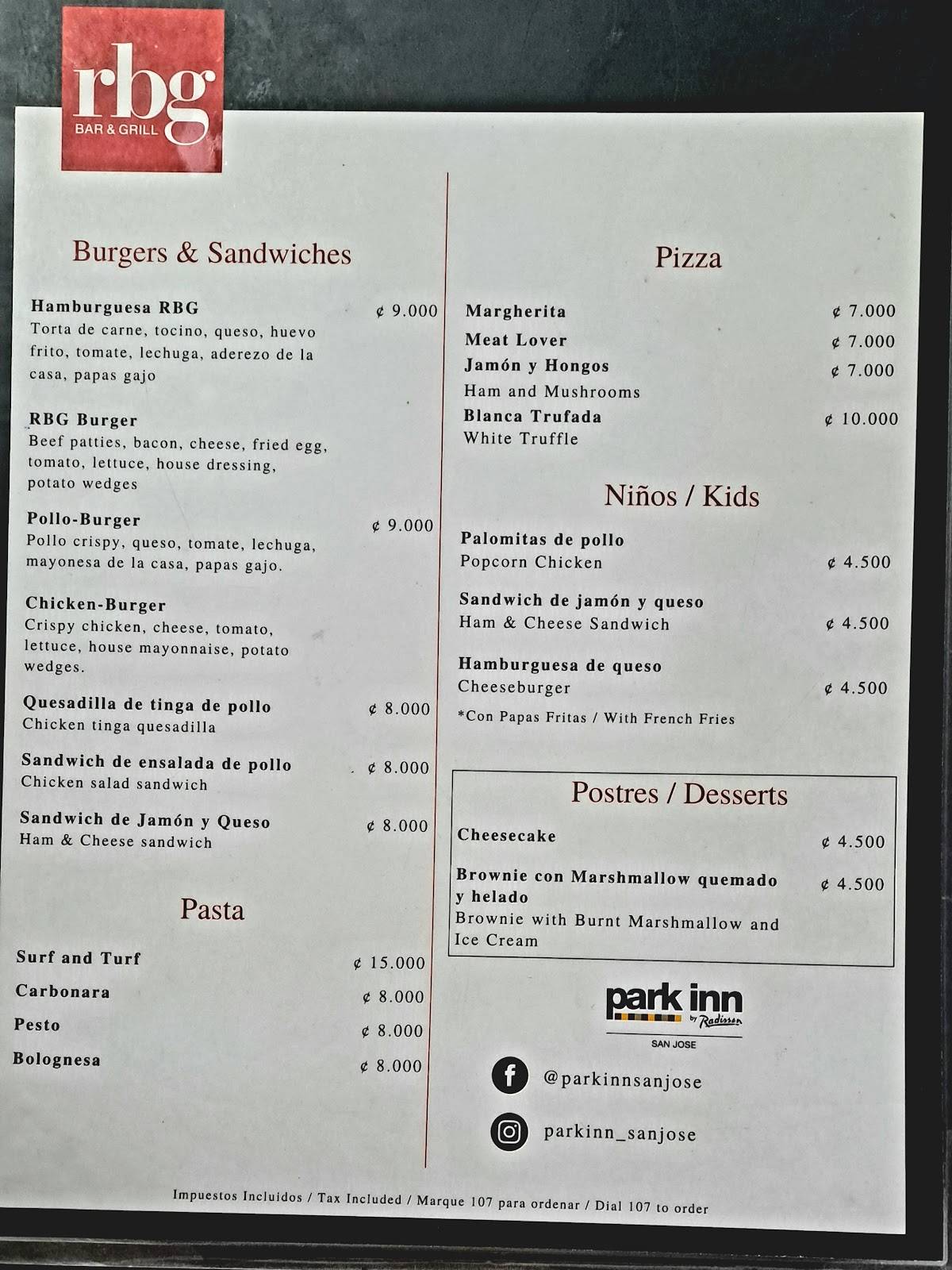 Menu at RBG Bar & Grill, Clarion