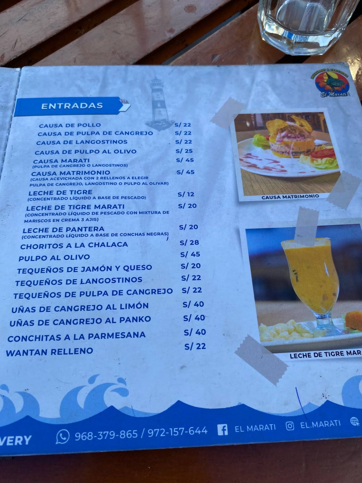 Carta de RESTAURANT & CEBICHERIA EL MARATI, Distrito de Chorrillos ...