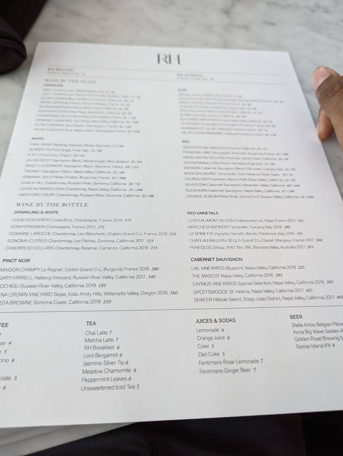 Menu at RH Rooftop Restaurant Dallas, Dallas