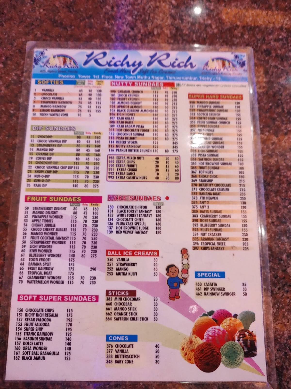 Menu at RICHY RICH, Thiruverumbur