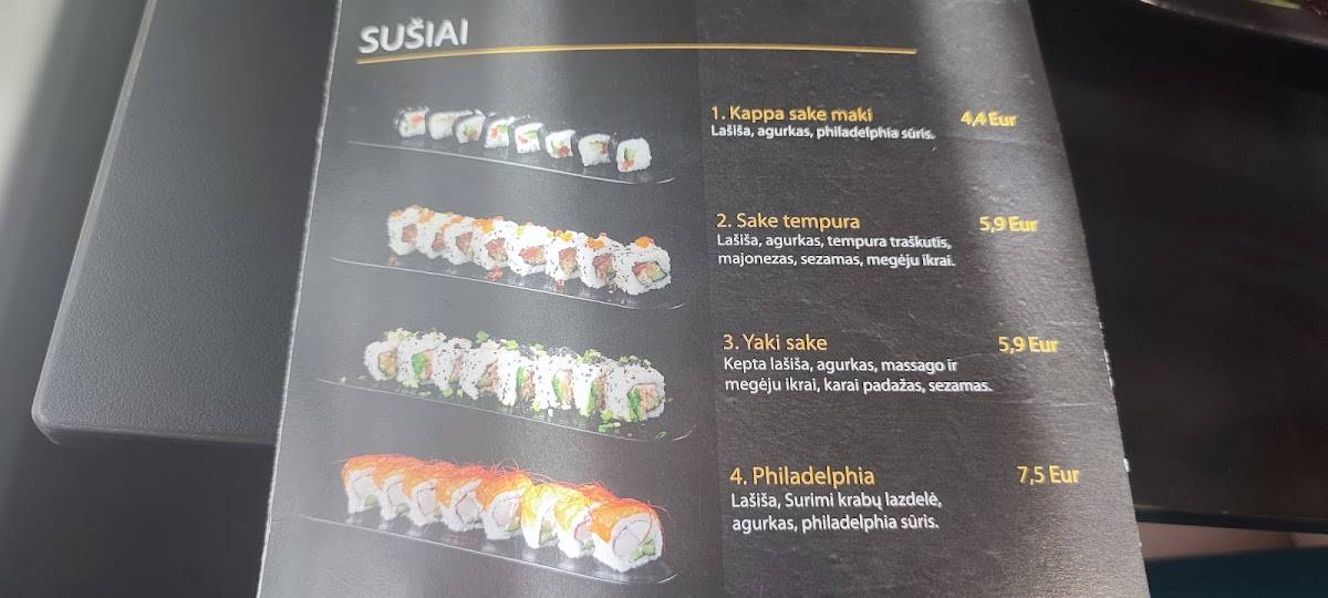 Menu at RMK cafe, Jonava