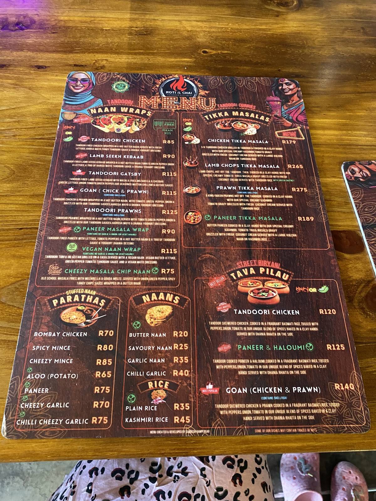 Menu at ROTI & CHAI UMHLANGA restaurant, Durban