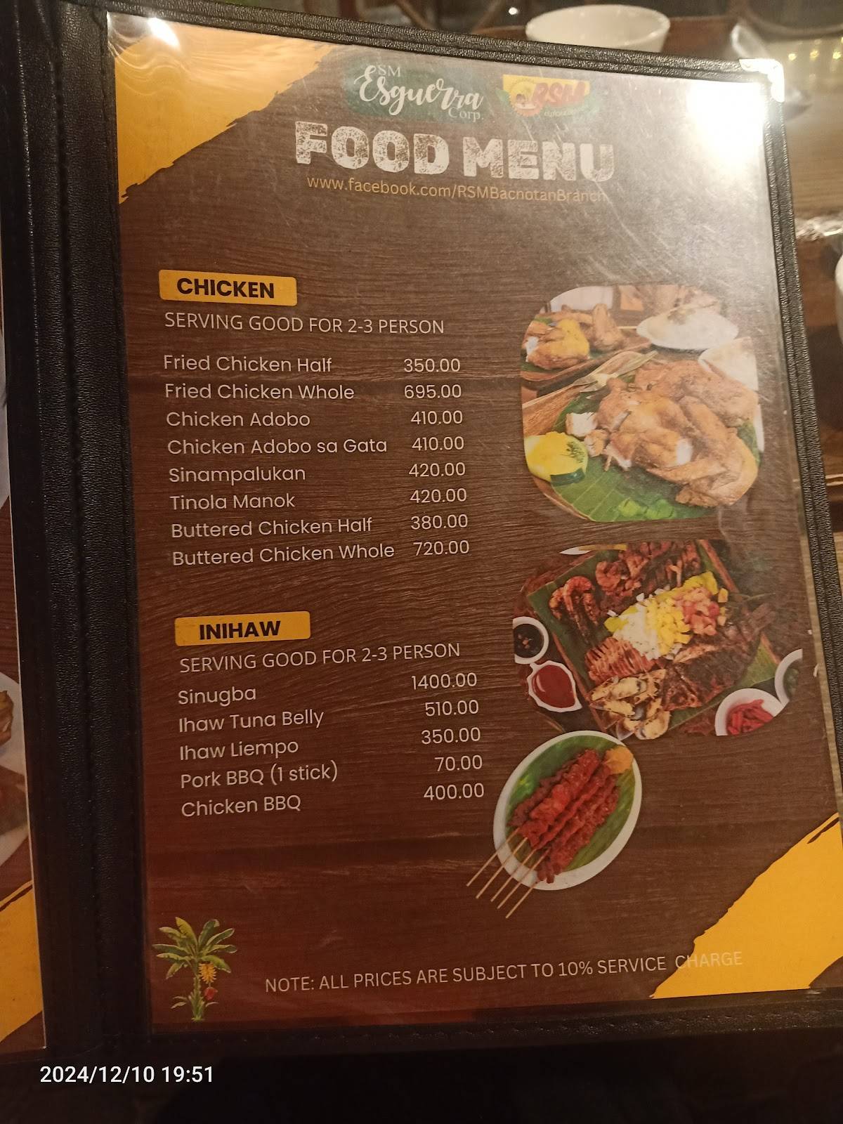 Menu at RSM Calamba- Bacnotan Branch restaurant, Calamba, Bacnotan Rd