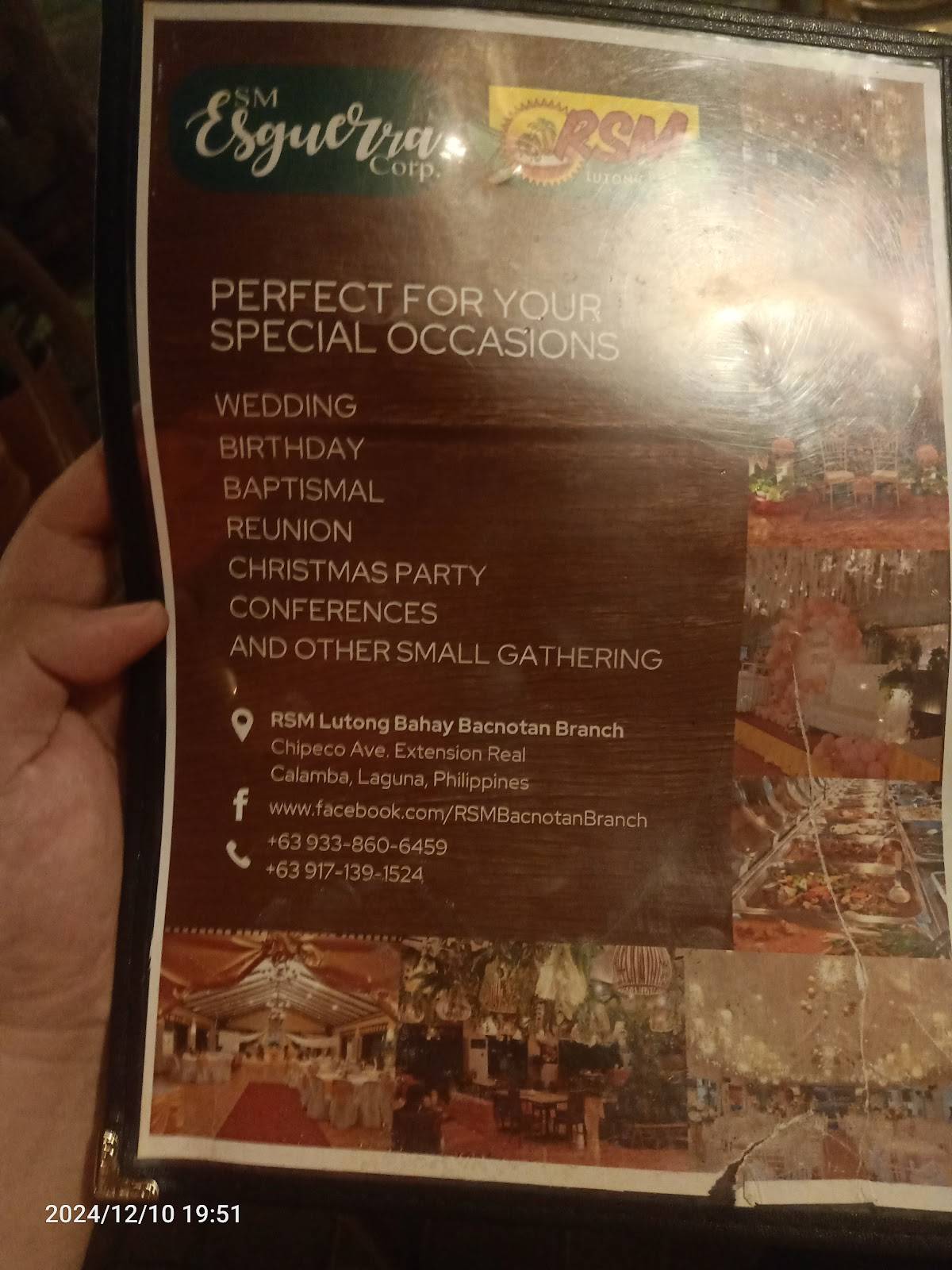 Menu at RSM Calamba- Bacnotan Branch restaurant, Calamba, Bacnotan Rd