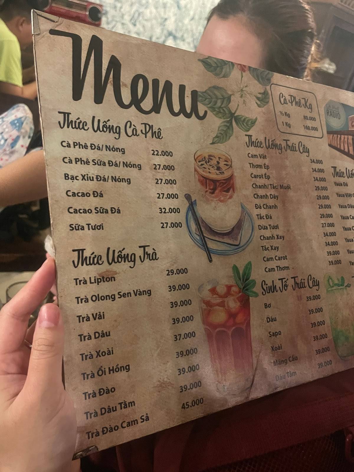 Menu at Radio Coffee cafe, Ho Chi Minh City, 74 Hoa Cúc