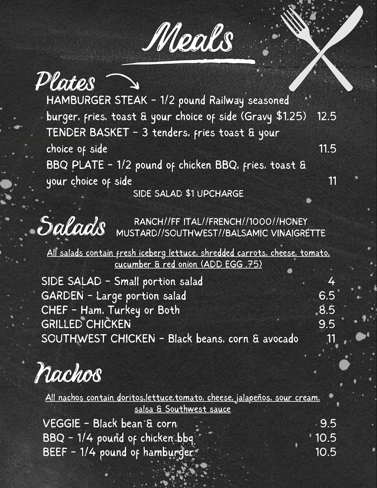 Menu at Railway Café restaurant, Bassett