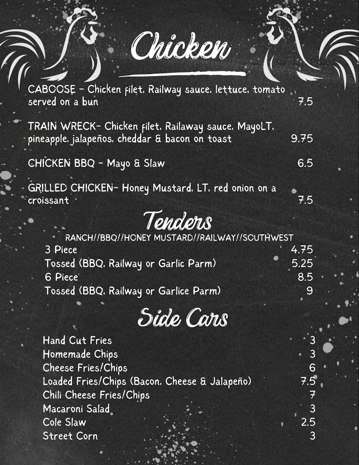 Menu at Railway Café restaurant, Bassett
