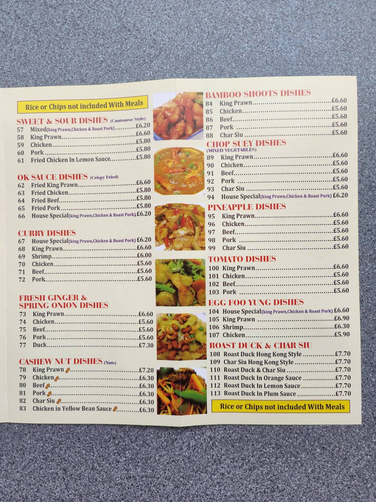 Menu at Rainbow fast food, Pudsey, 48 Town St