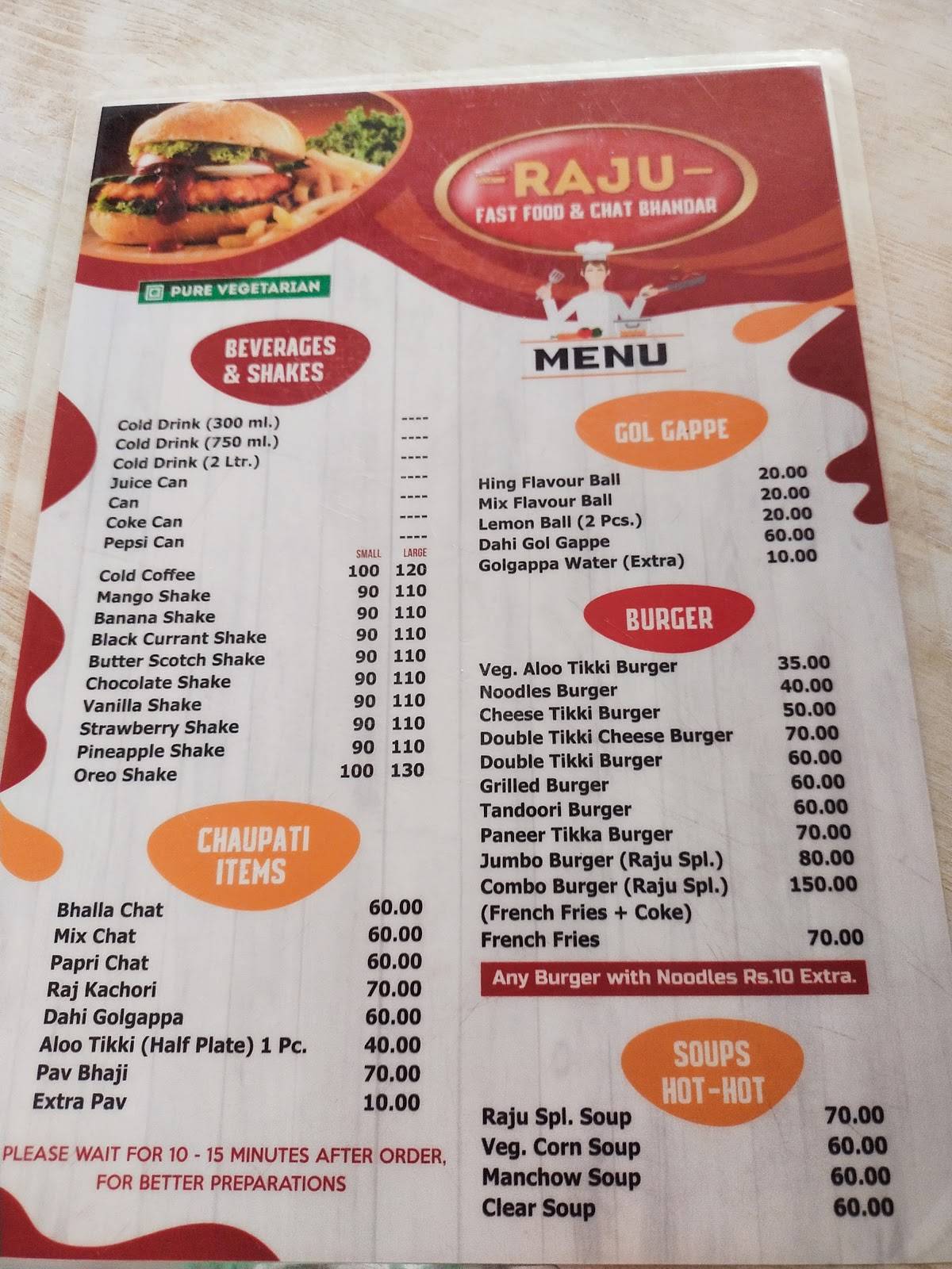 Menu at Raju Fast Food, Jagraon