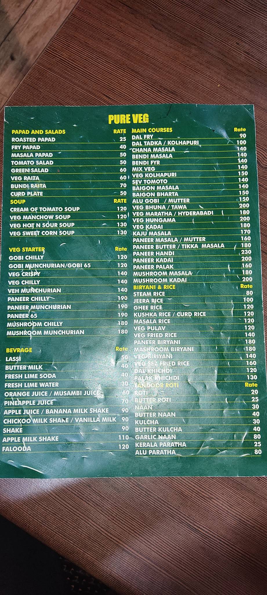 Menu at Ram Dhaba, India, 3G27+FG4