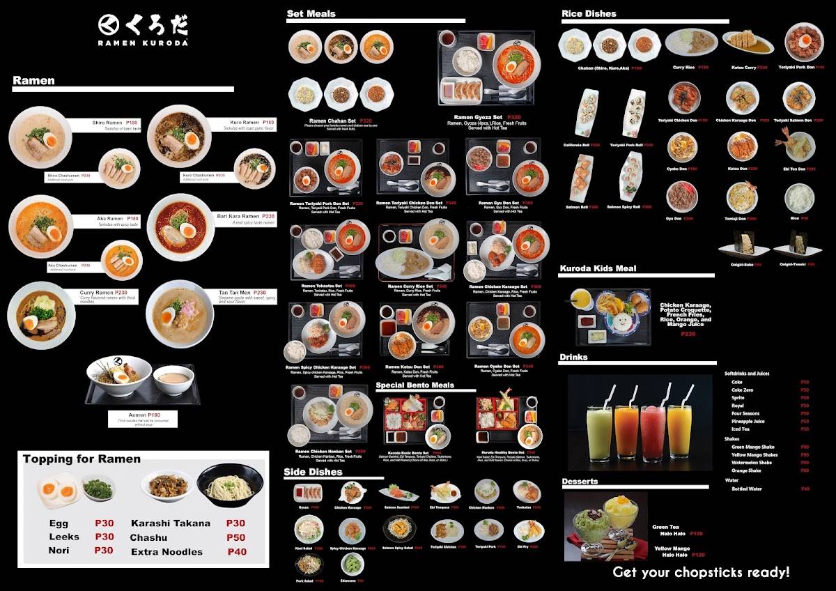 Carta del restaurante Ramen Kuroda Glorietta 5, Makati