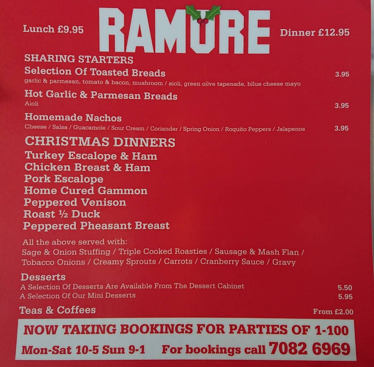 Menu at Ramore Restaurants, Portrush, Portrush