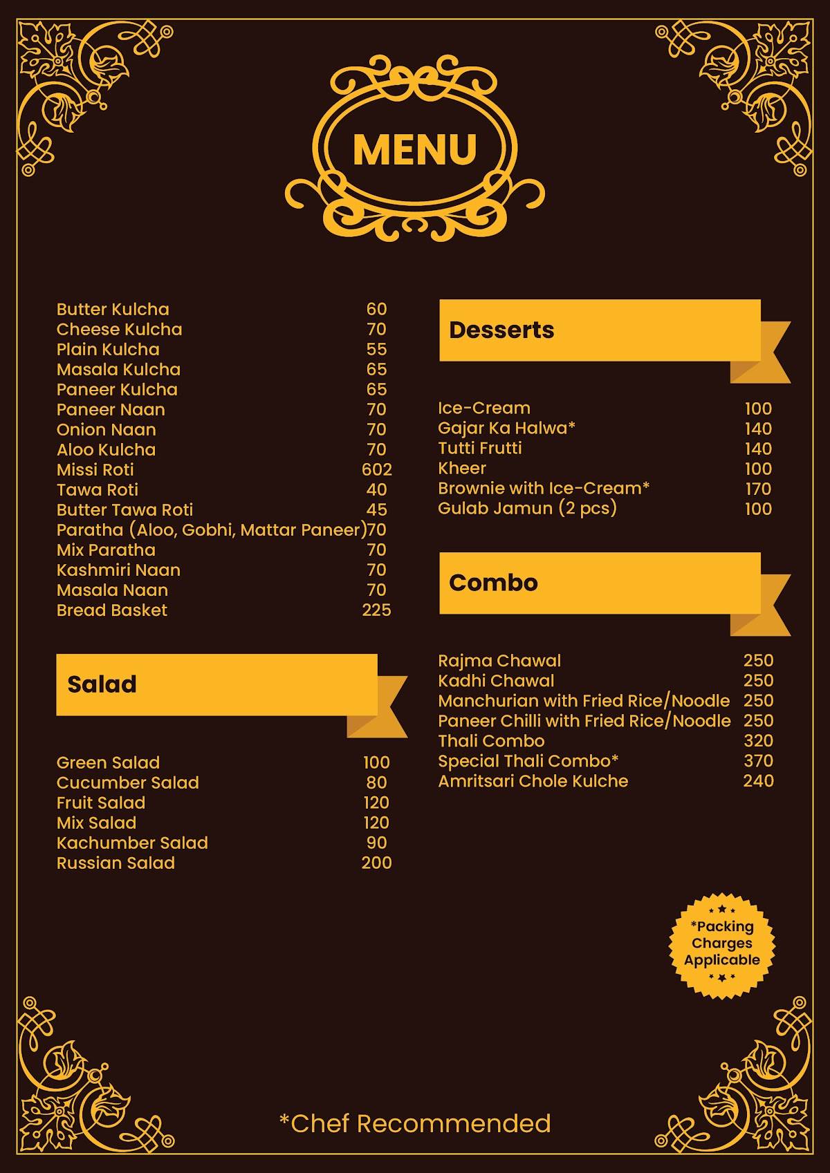Menu at Nanak Dhaba-Veg Restaurant in Ranchi, Ranchi, 4th Floor