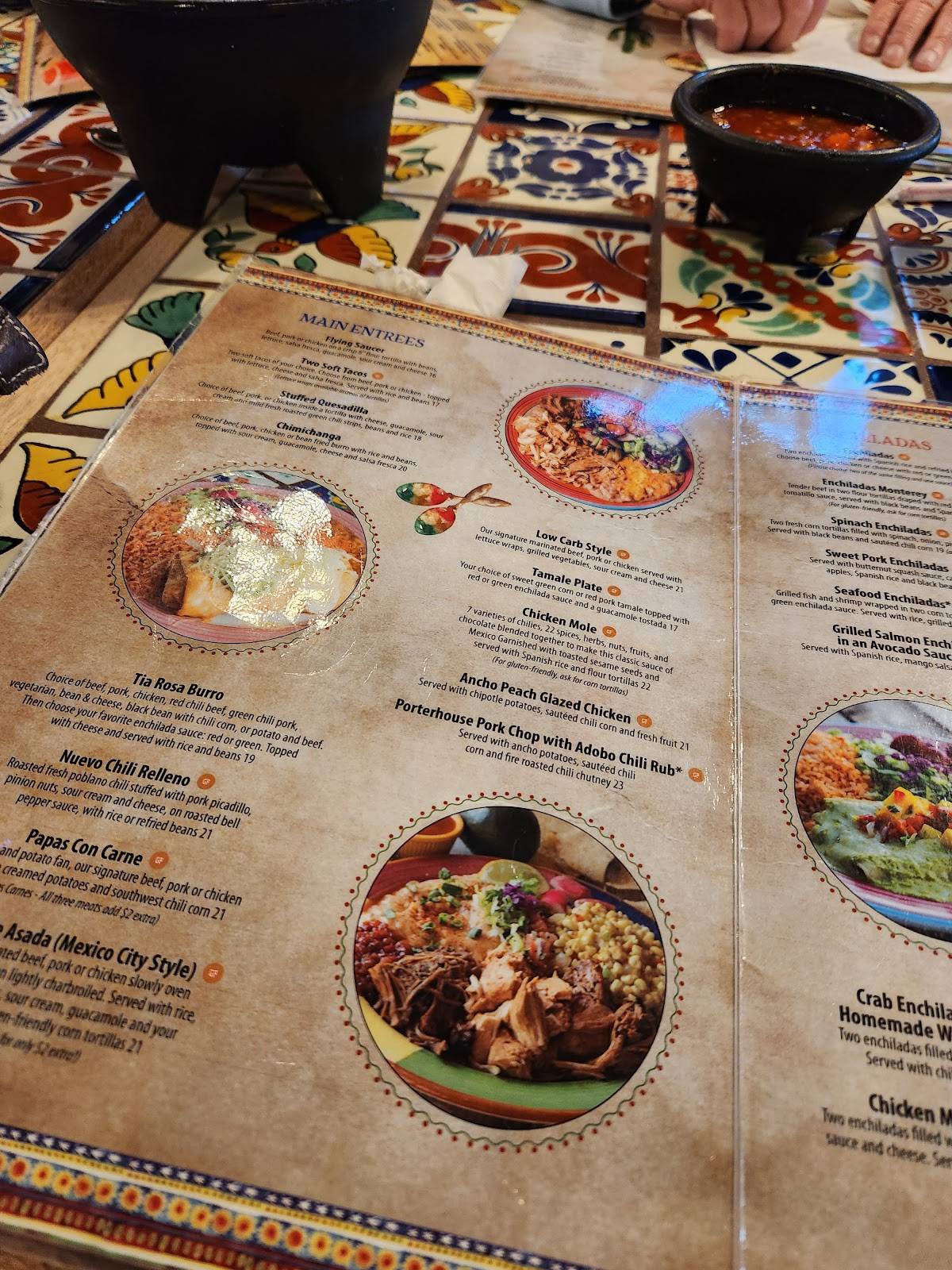Menu at Rancho de Tia Rosa restaurant, Mesa, E McKellips Rd