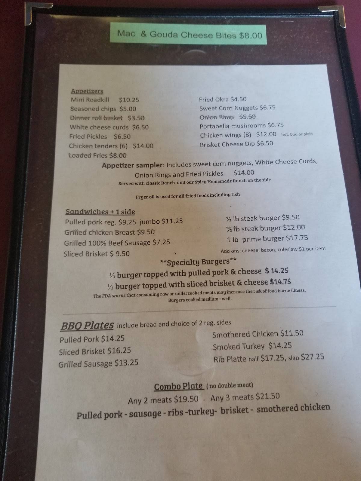 Menu at Randy's Roadkill BBQ & Grill, Rolla