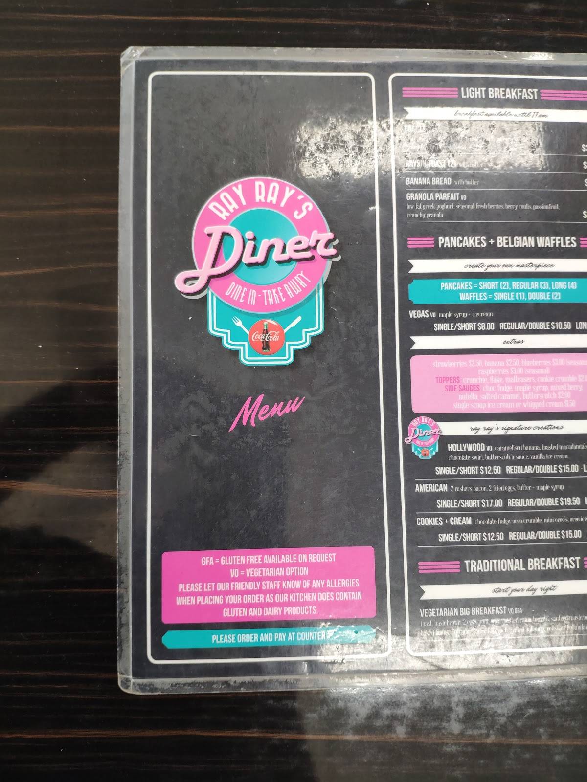 Menu at Ray Rays Diner restaurant, Wagga Wagga