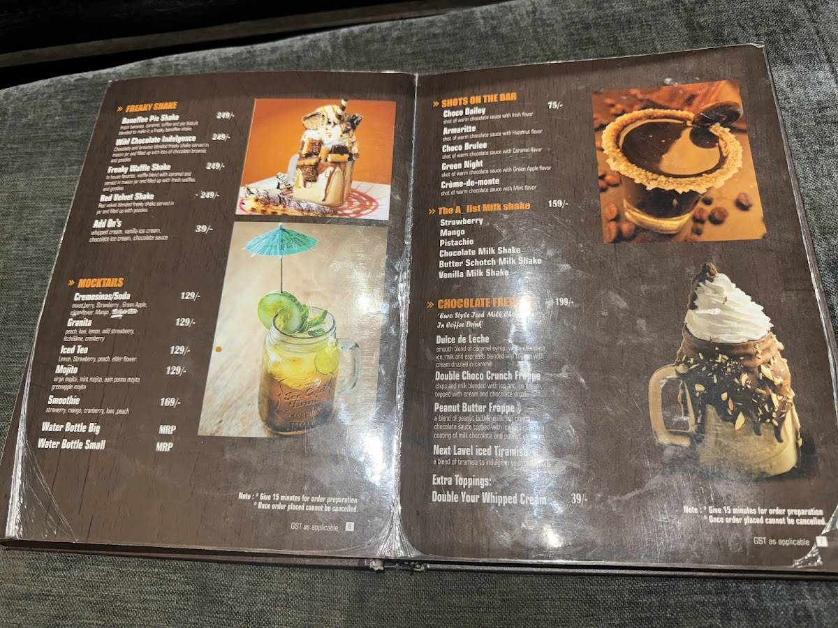 Menu at The chocolate room, Rayachoty