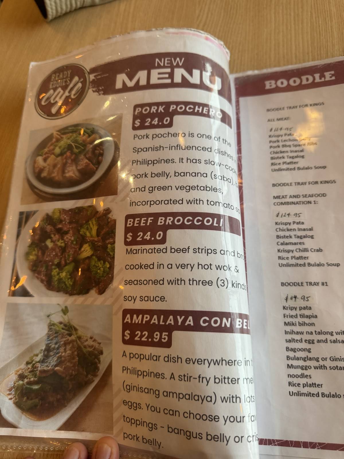 Menu at Ready Eddies Cafe, Cockburn Central, unit 5c/817 Beeliar Dr