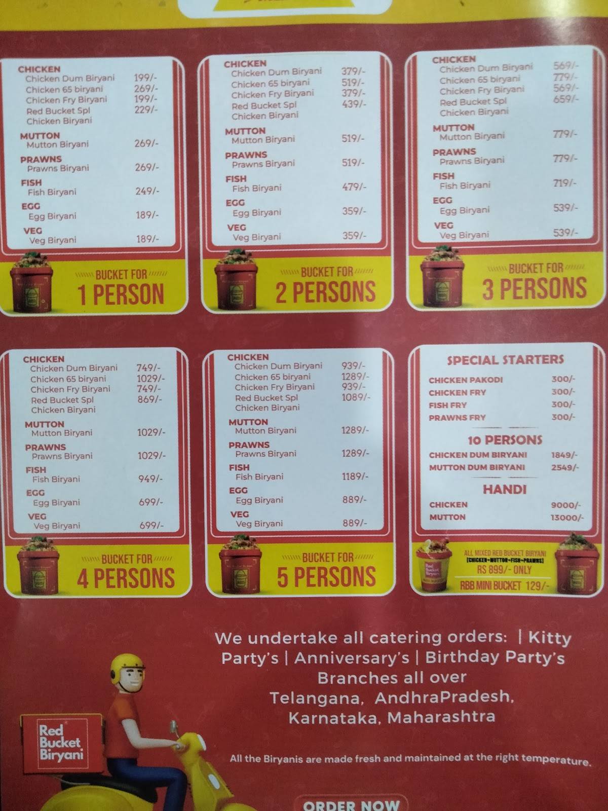 Menu at Red Bucket Biryani Tirupati, Tirupati