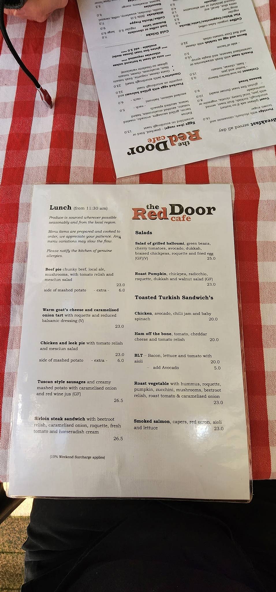 Menu at Red Door Cafe, Leura